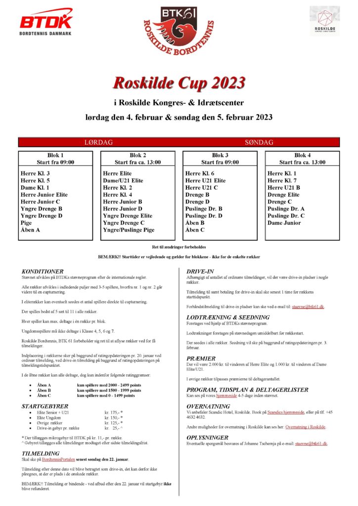 Roskilde Cup 2023 | Roskilde Bordtennis, BTK 61